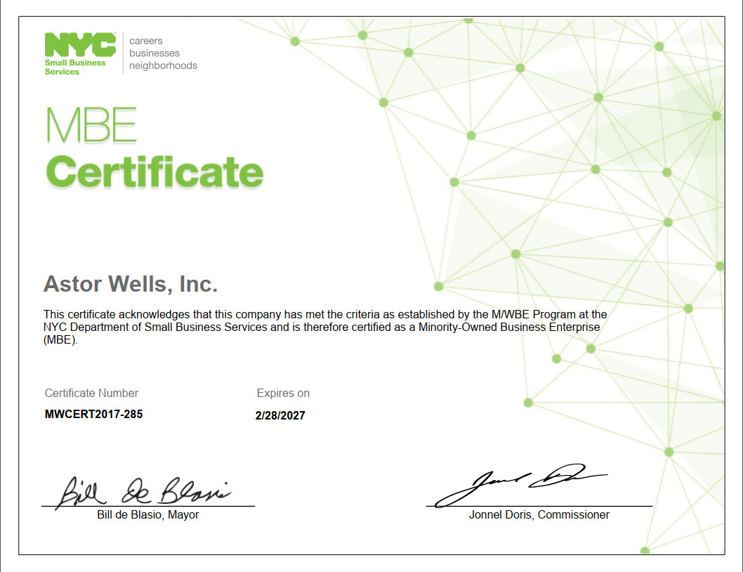 NYC MWBE 2022 – Astor Wells